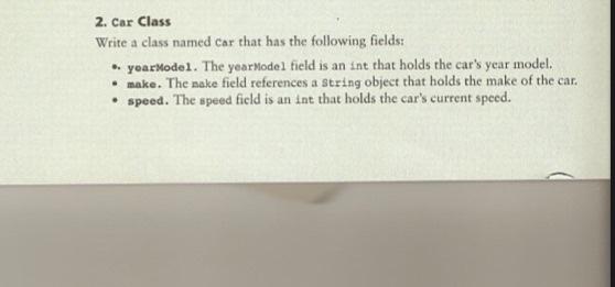 Solved 2. Car Class Write a class named Car that has the | Chegg.com
