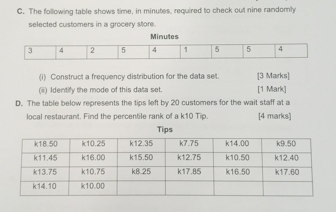 Solved 13 Marks) B. The average exam score for 10 students | Chegg.com