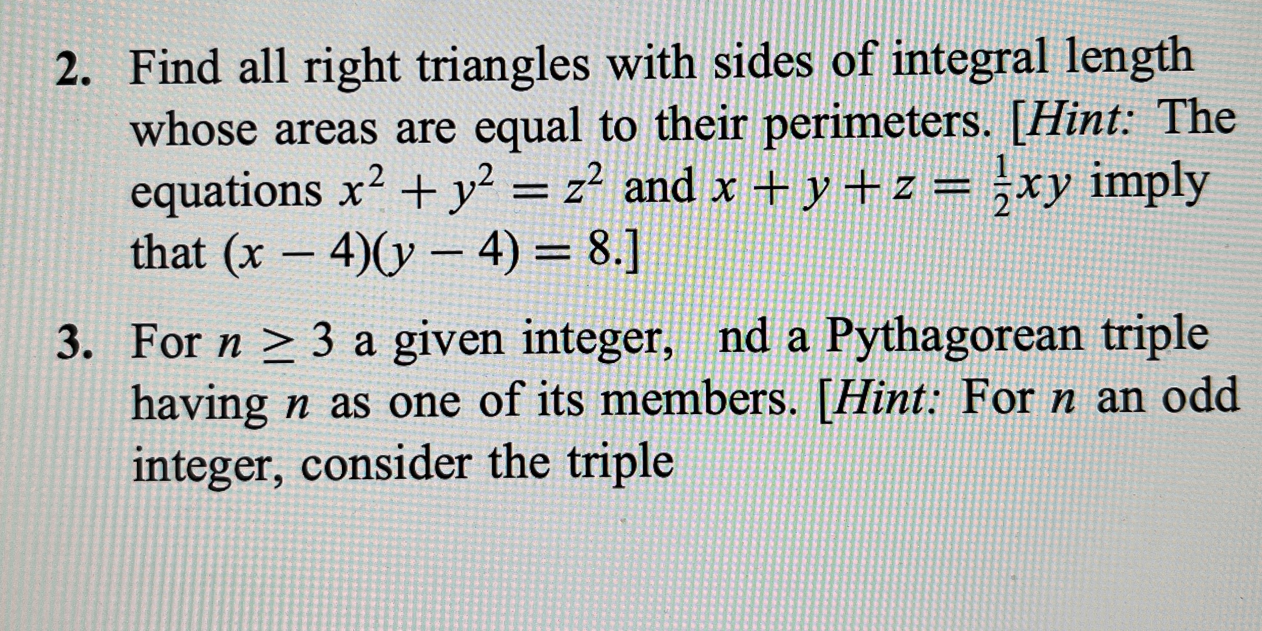 Find all right triangles with sides of integral | Chegg.com