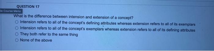 Solved QUESTION 17 de Course Menu What is the difference | Chegg.com