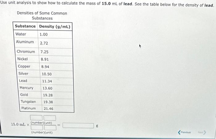 Solved Jse unit analysis to show how to calculate the mass | Chegg.com