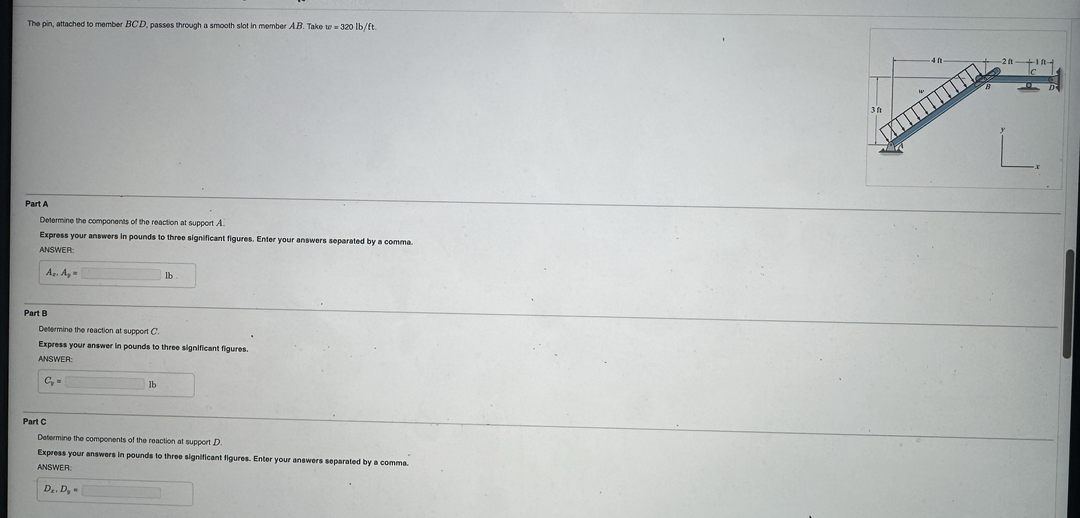 Solved The pin, attached to member BCD, ﻿passes through a | Chegg.com