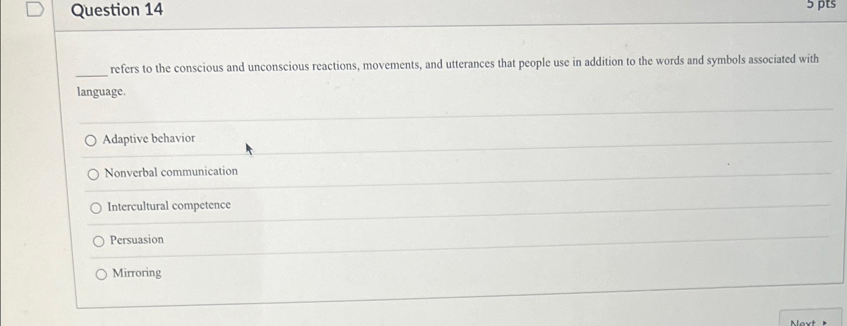 Solved Question 14refers to the conscious and unconscious | Chegg.com