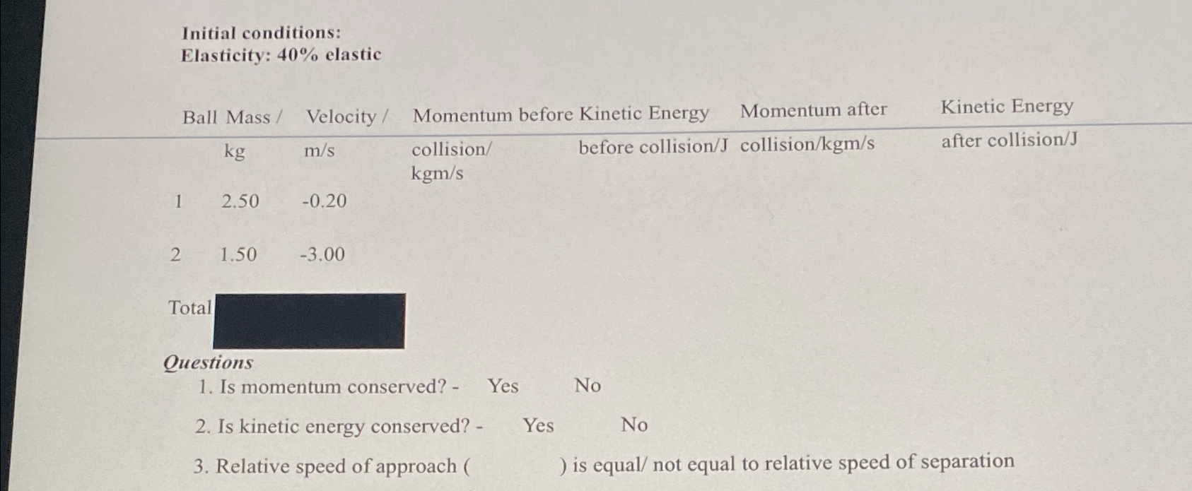 Initial conditions:Elasticity: 40% ﻿elasticBall Mass | Chegg.com
