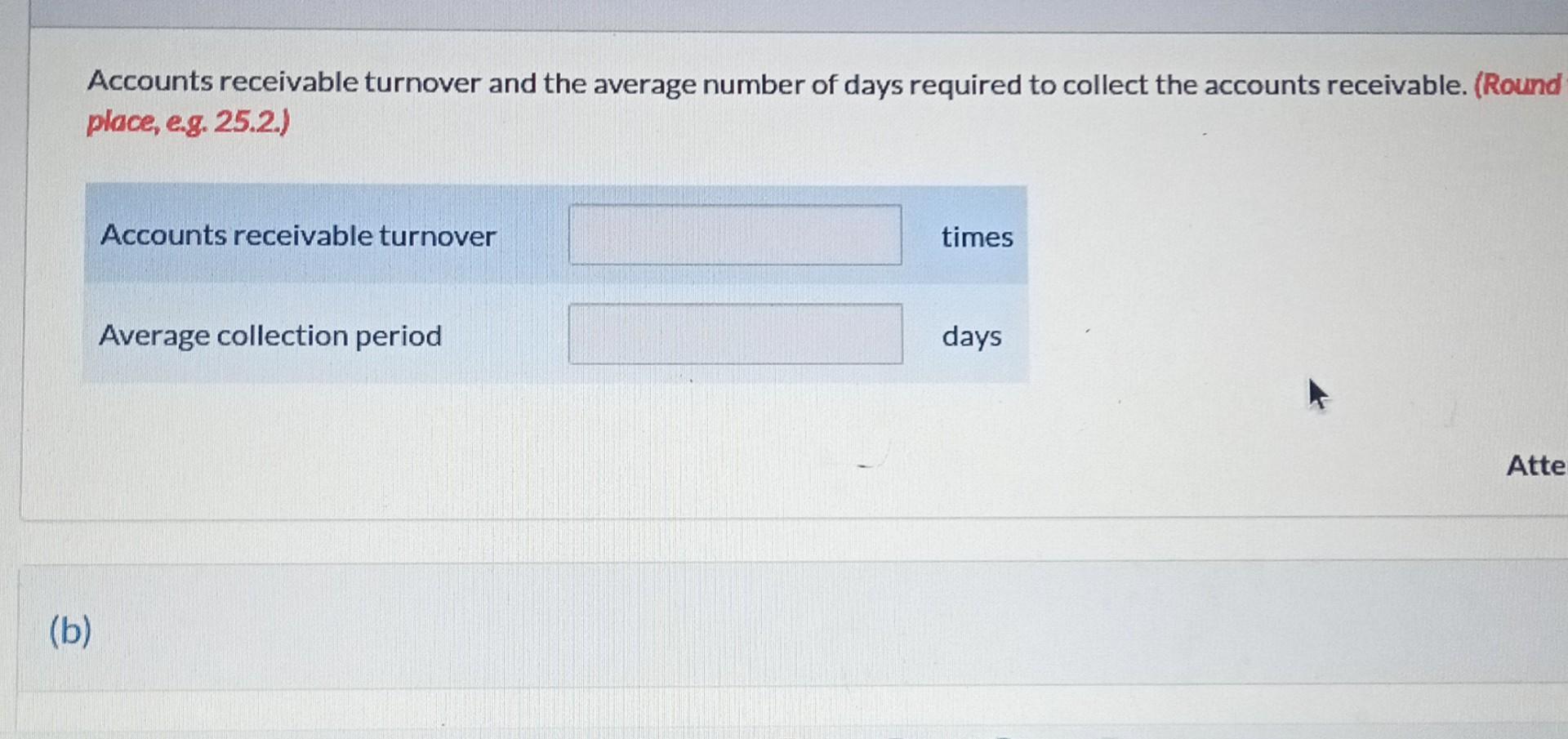 Solved Accounts receivable turnover and the average number | Chegg.com