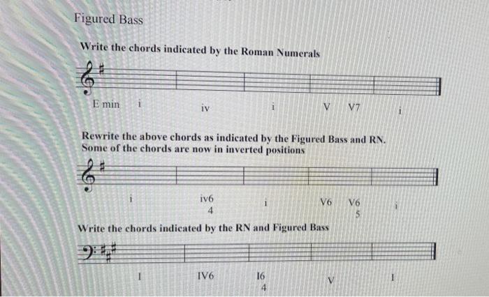 Solved Figured Bass Write the chords indicated by the Roman | Chegg.com