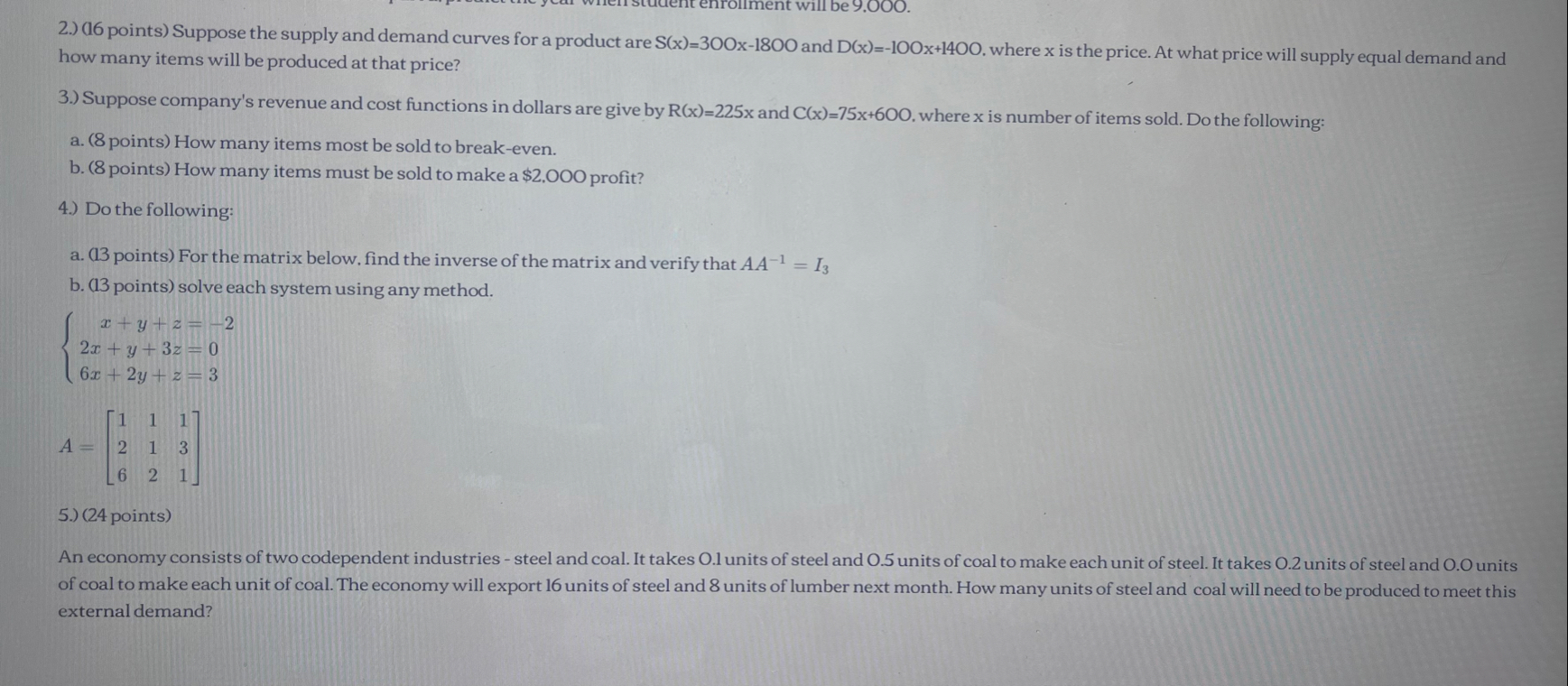Solved 2.) (16 ﻿points) ﻿Suppose the supply and demand | Chegg.com