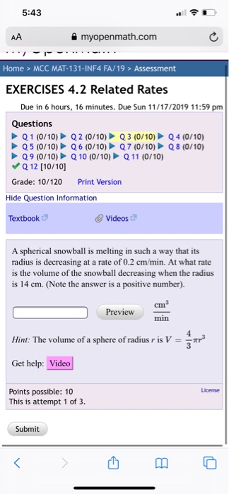 Solved 5:43 АА myopenmath.com myOpenMath Home > MCC | Chegg.com