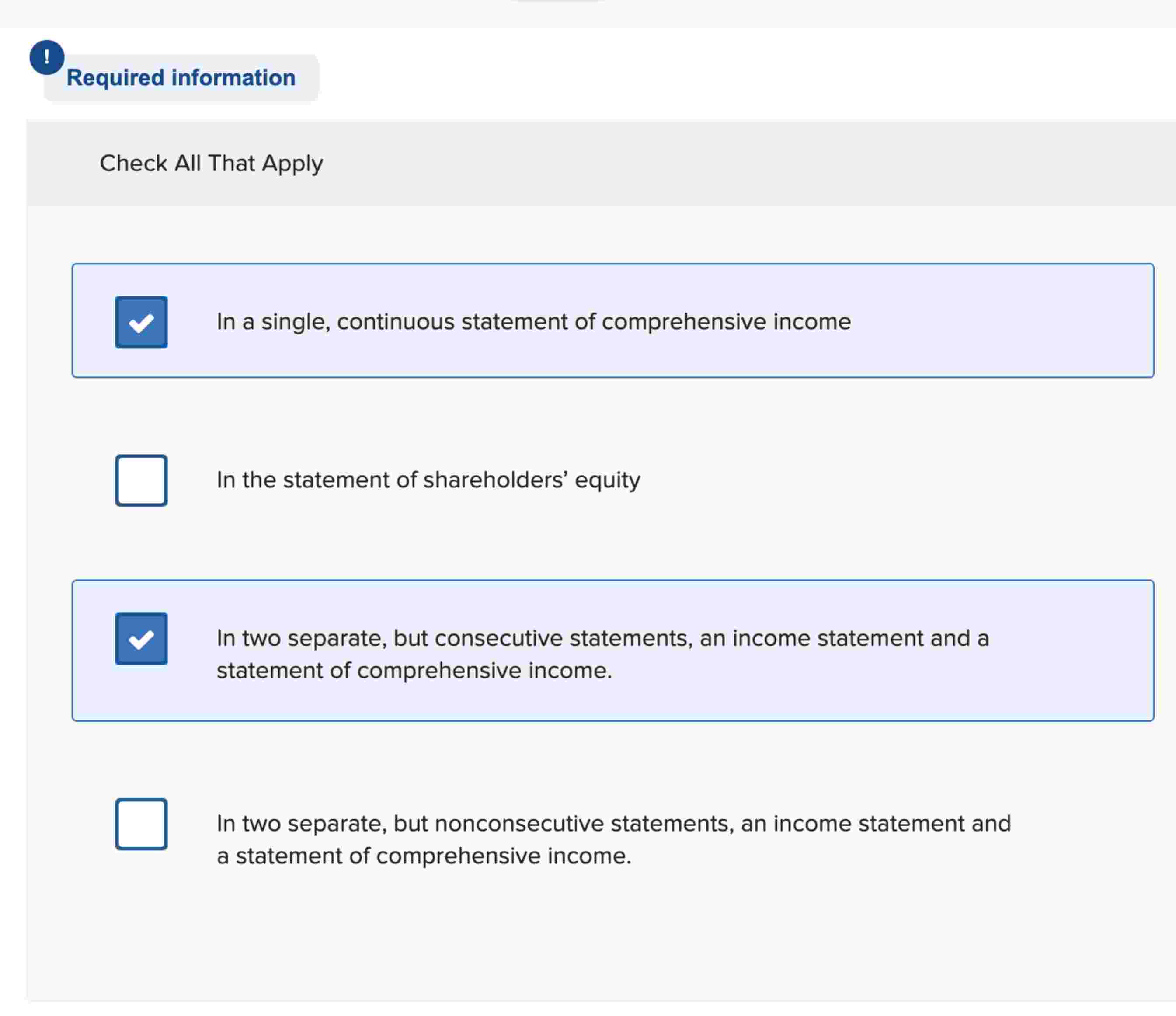 Solved Check All That ApplyIn a single, continuous statement | Chegg.com