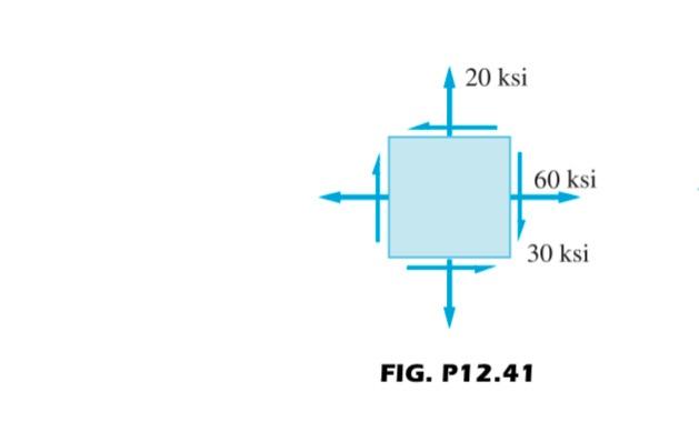 Solved 20 ksi 60 ksi 30 ksi FIG. P12.41 12.41 The state of | Chegg.com