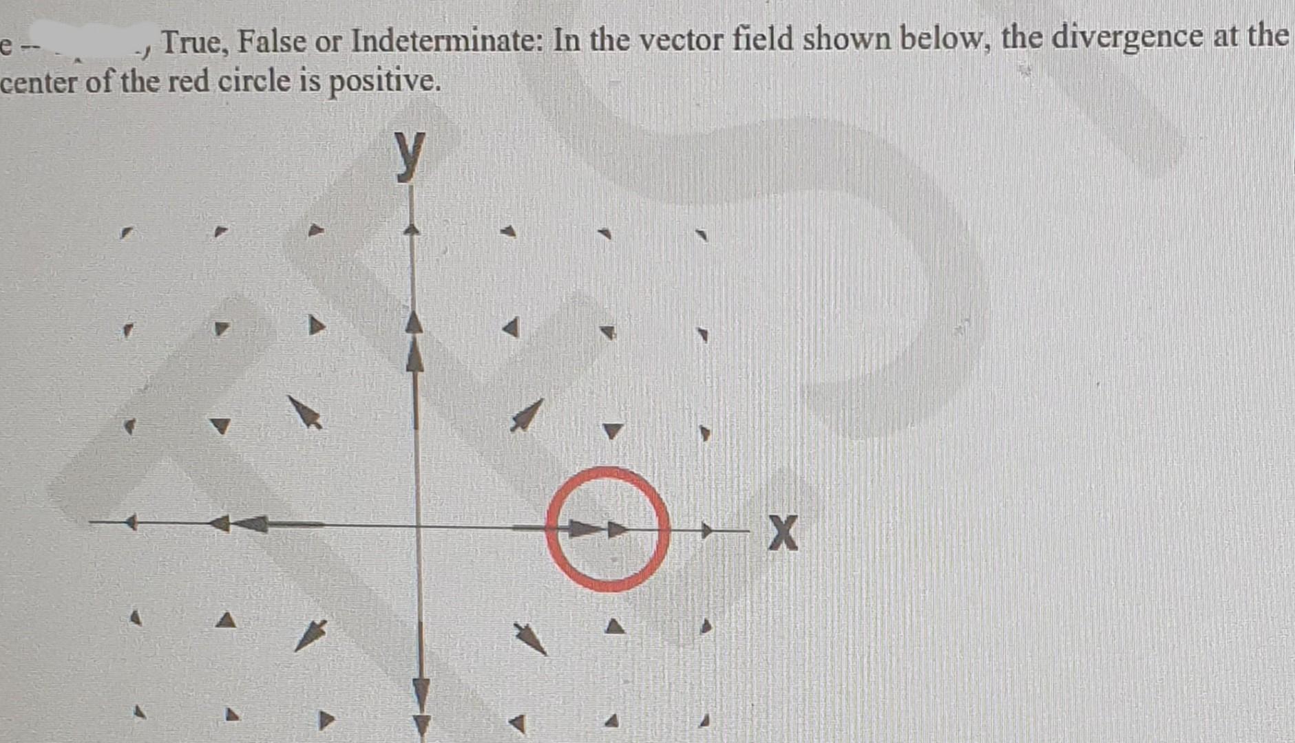 Solved - True, False or Indeterminate: In the vector field | Chegg.com