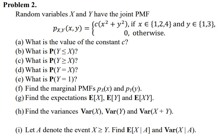 Solved Problem 2.Random variables x ﻿and Y ﻿have the joint | Chegg.com