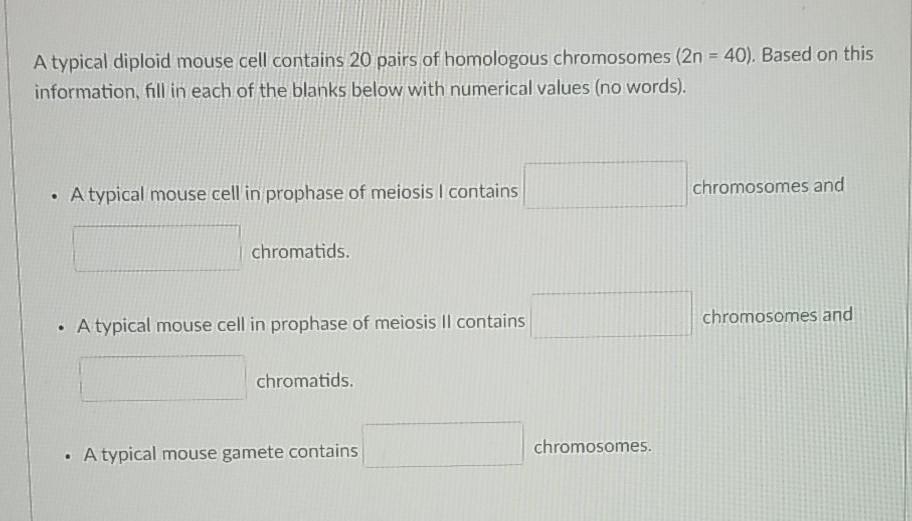 Solved A typical diploid mouse cell contains 20 pairs of | Chegg.com
