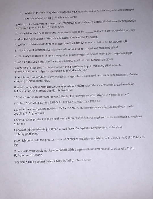 Solved 1. Which of the following electromagnetic wave types | Chegg.com