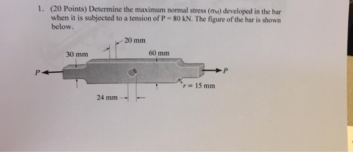 Solved 1. (20 Points) Determine the maximum normal stress | Chegg.com Solved 1. (20 Points) Determine the maximum normal stress | Chegg.com