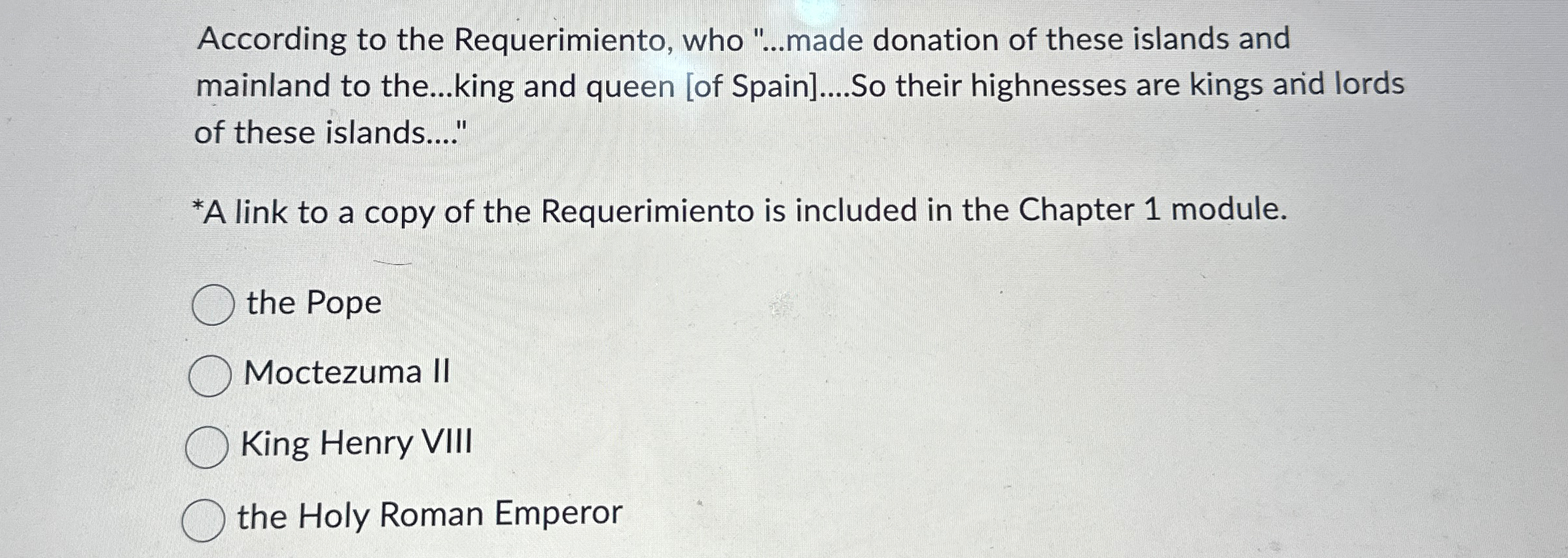 Solved According to the Requerimiento, who "...made donation | Chegg.com
