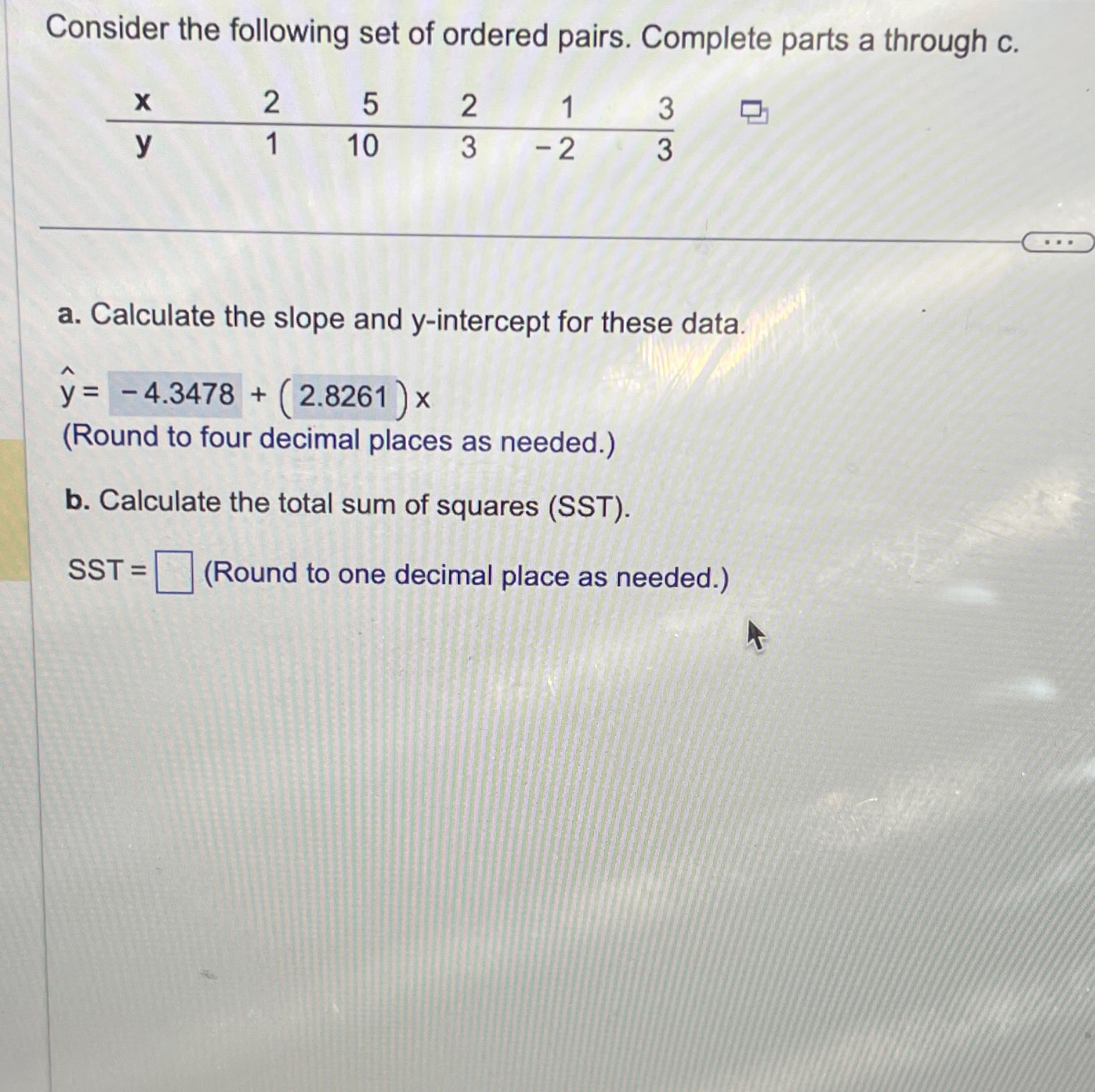 Solved Consider the following set of ordered pairs. Complete | Chegg.com
