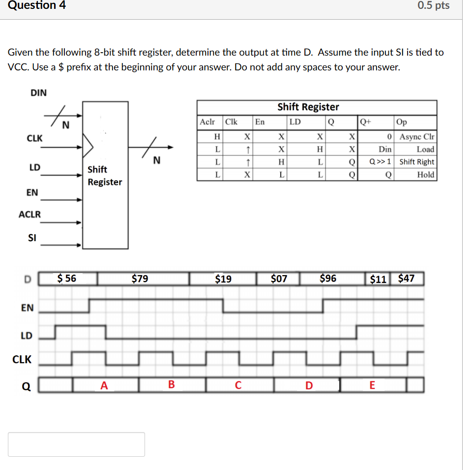 Solved Given the following 8-bit shift register, determine | Chegg.com