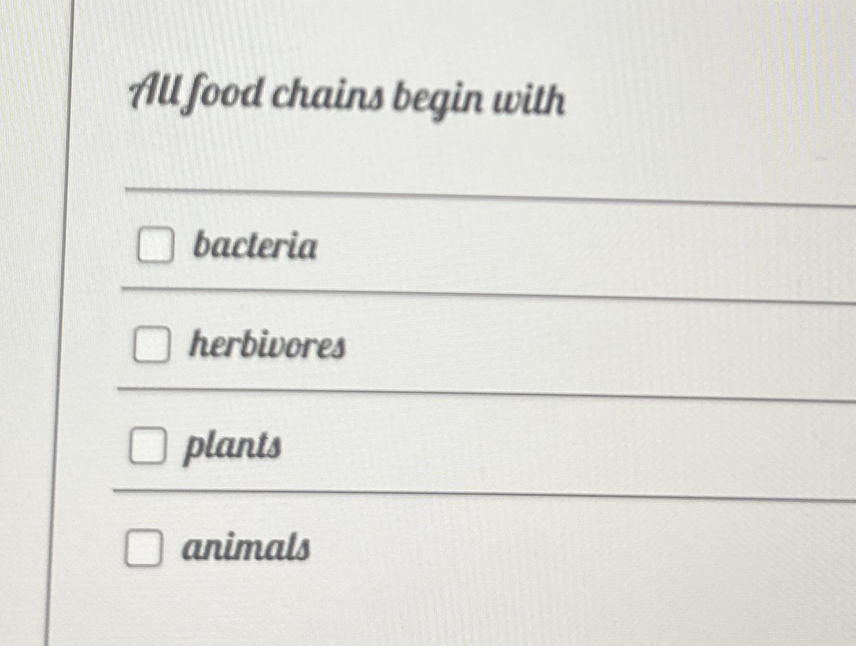 High Quality SOLUTION All food chains begin | Chegg.com