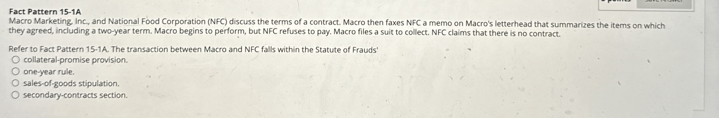 Solved Fact Pattern 15-1AMacro Marketing, Inc., and National | Chegg.com