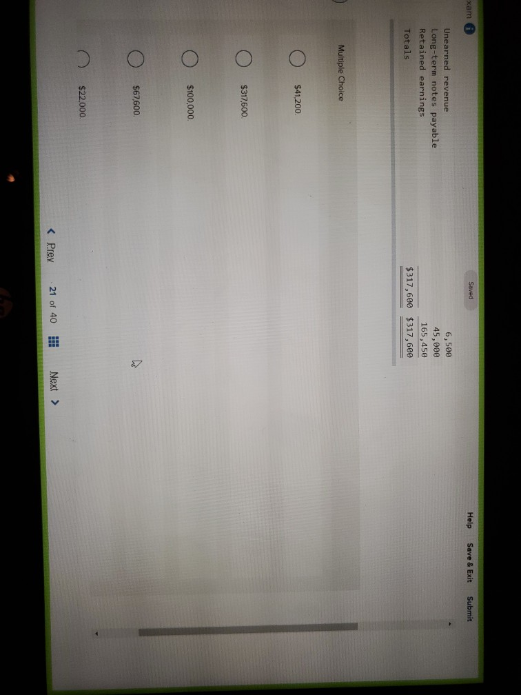 Solved xam Saved Help Save & Exit Submit At the beginning of | Chegg.com