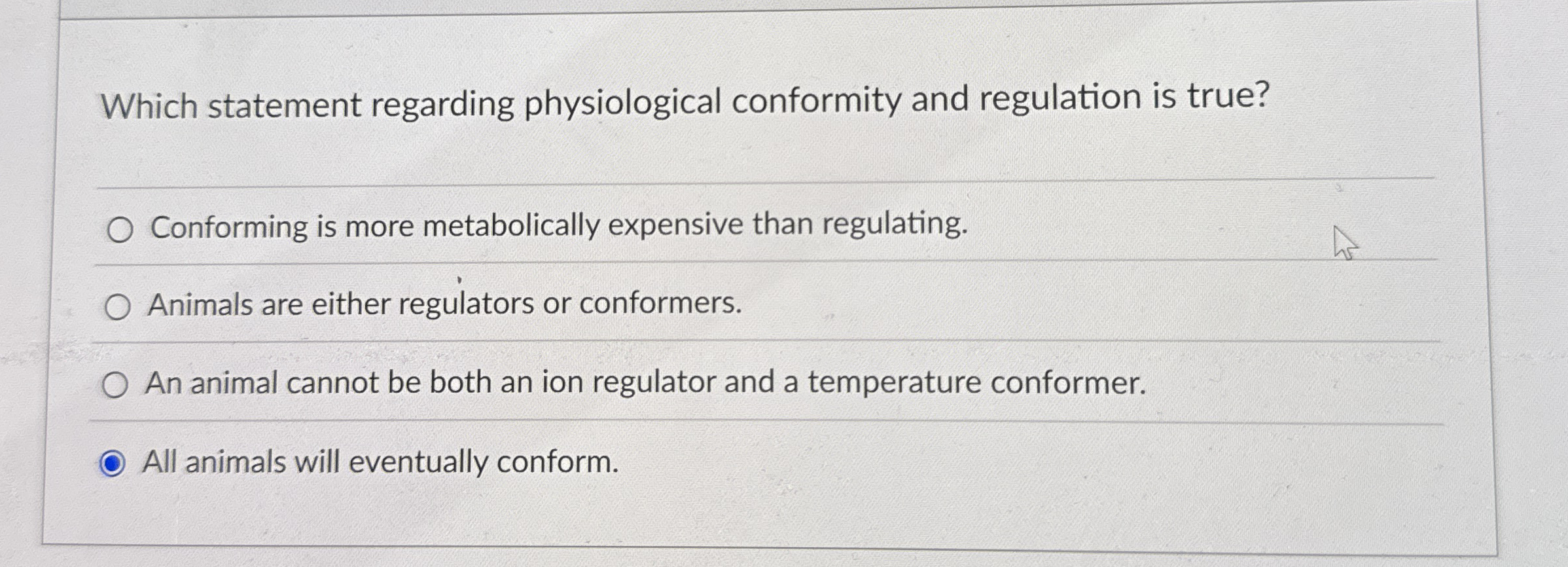 Which statement regarding physiological conformity | Chegg.com