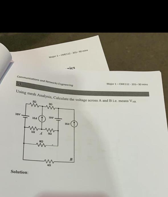 Solved Using mesh Analysis, Calculate the voltage across A | Chegg.com