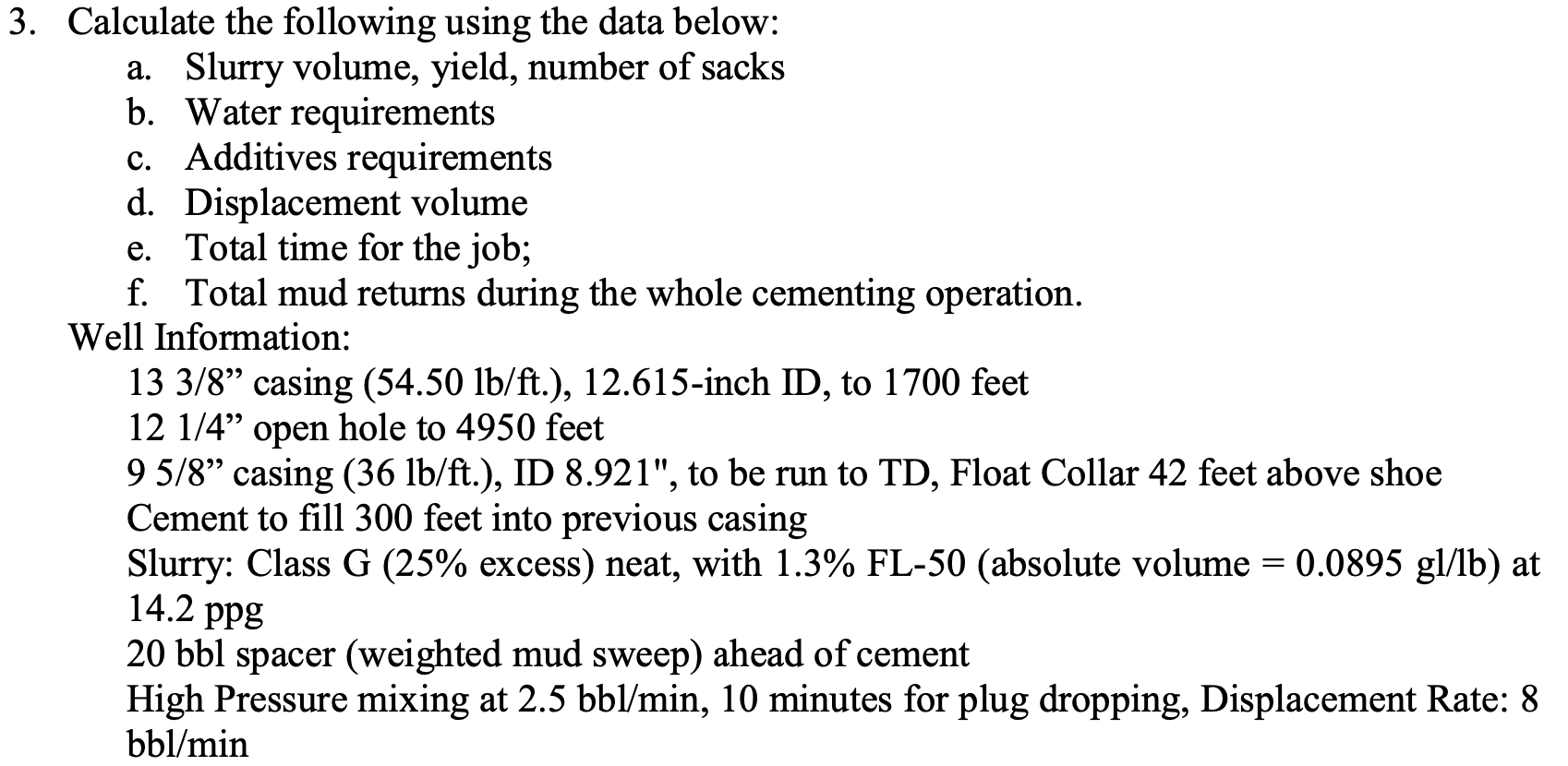 Solved Calculate the following using the data below:a. | Chegg.com