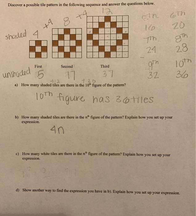 Solved Discover a possible tile pattern in the following | Chegg.com