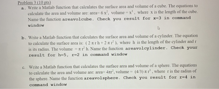 Solved Problem 3 (10 pts) a. Write a Matlab function that | Chegg.com