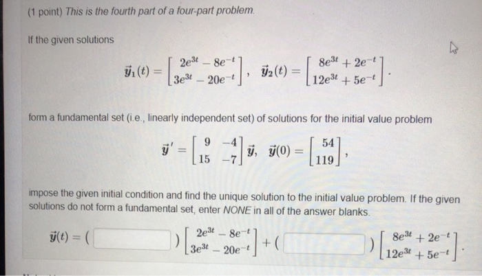 Solved (1 point) This is the fourth part of a four-part | Chegg.com
