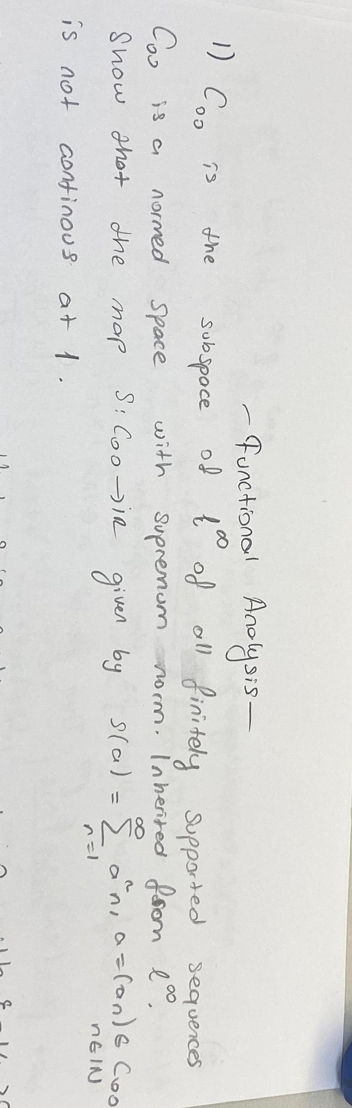 Solved Functional Anolysis -C00 ﻿is the subspace of l∞ ﻿of | Chegg.com