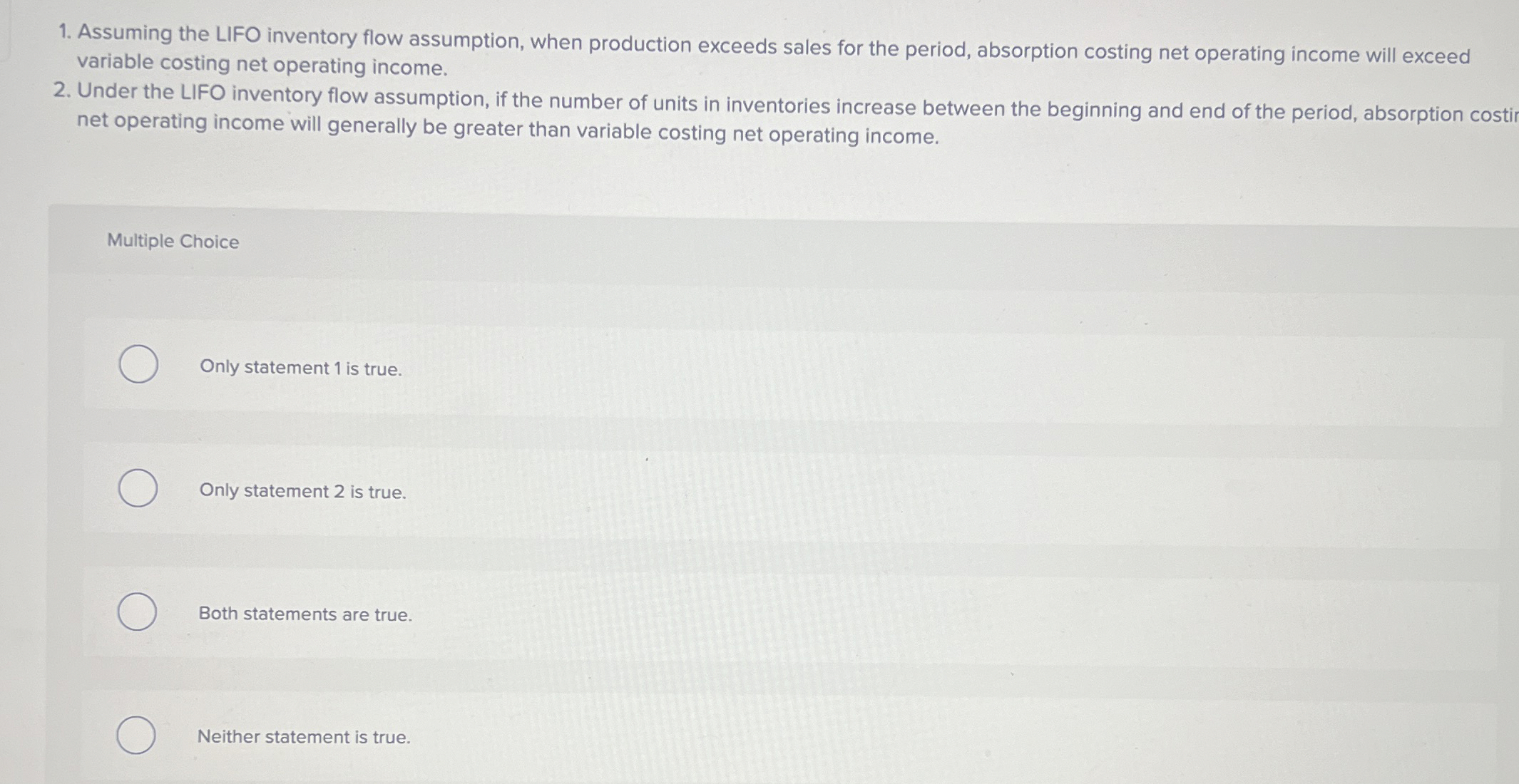 Solved Assuming the LIFO inventory flow assumption, when | Chegg.com