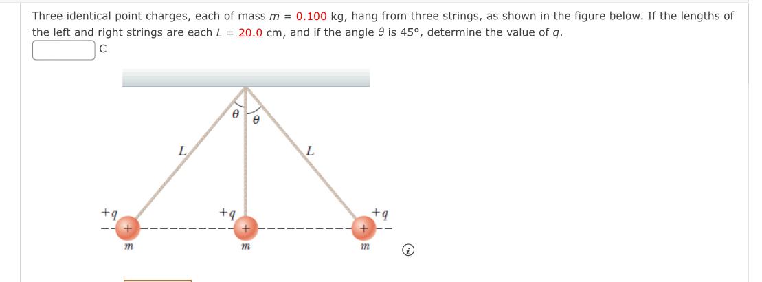 Solved Three identical point charges, each of mass | Chegg.com