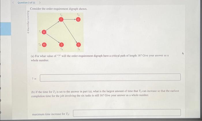 Consider the order-reguirement digraph shown. (a) For | Chegg.com