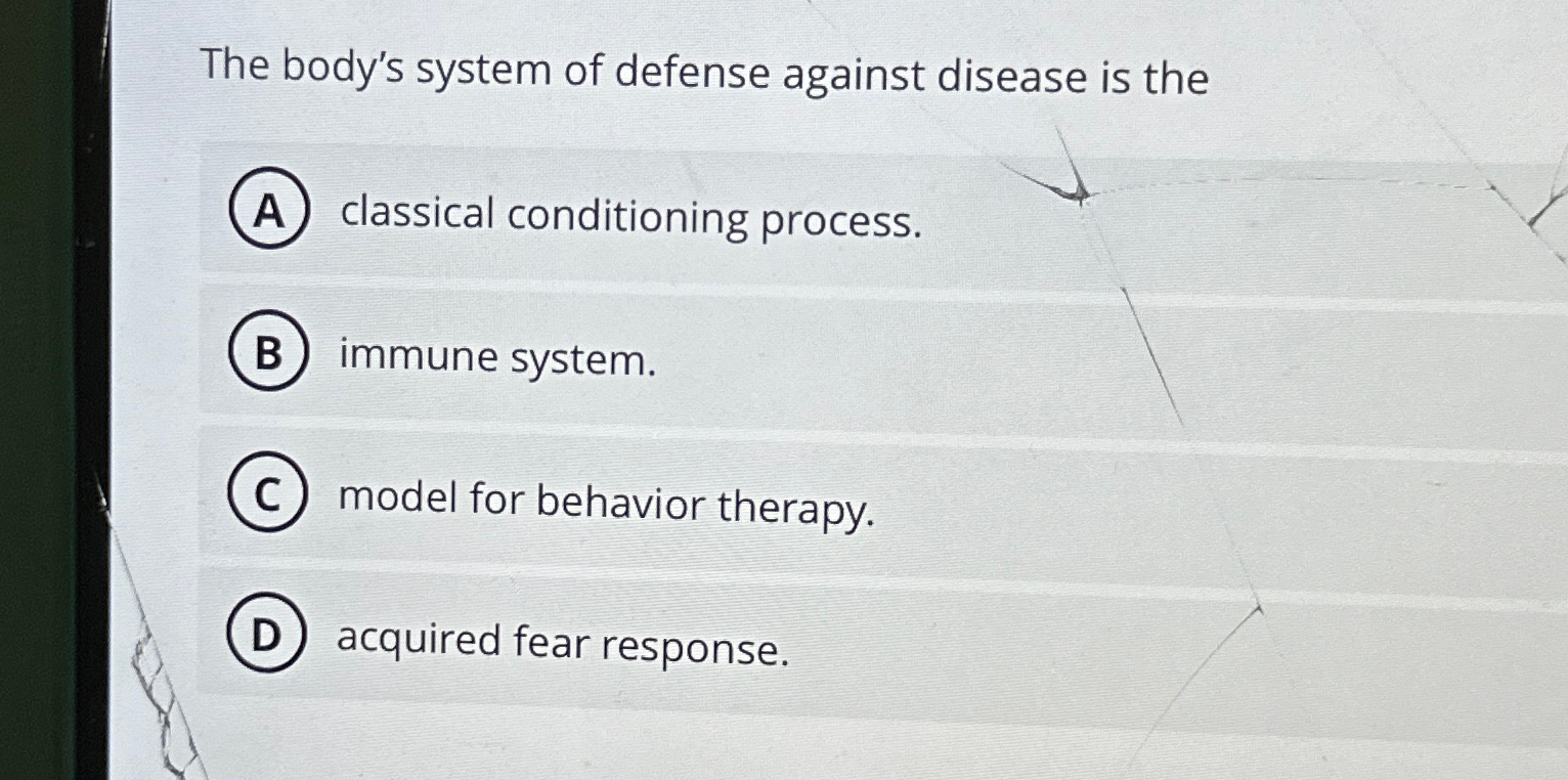 Solved The body's system of defense against disease is | Chegg.com