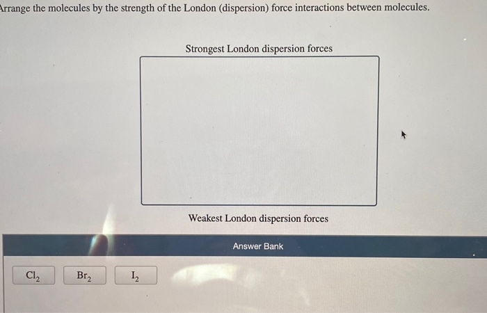 Solved Arrange the molecules by the strength of the London | Chegg.com