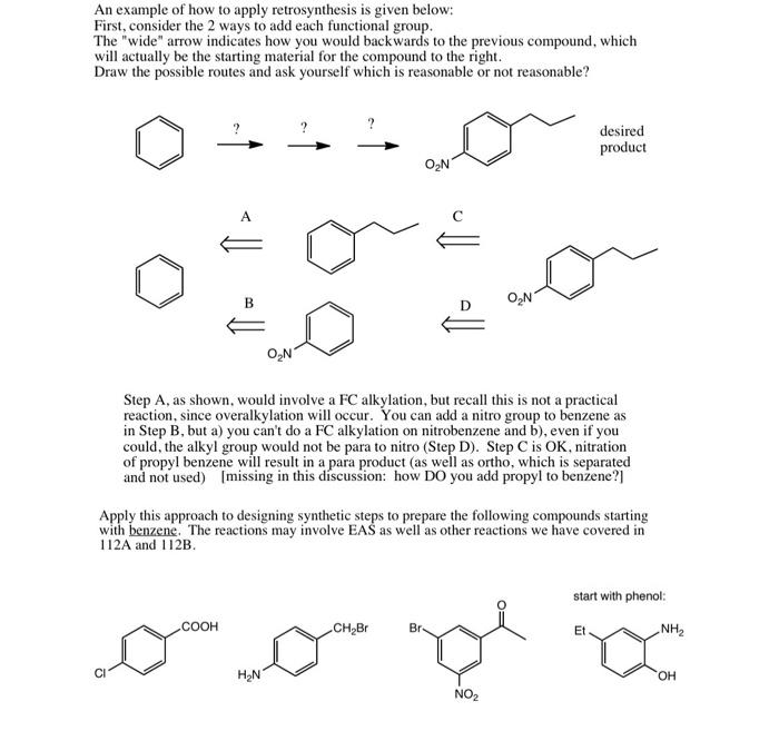 Solved An example of how to apply retrosynthesis is given | Chegg.com