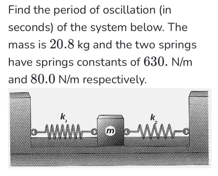Solved Find the period of oscillation (in seconds) of the | Chegg.com
