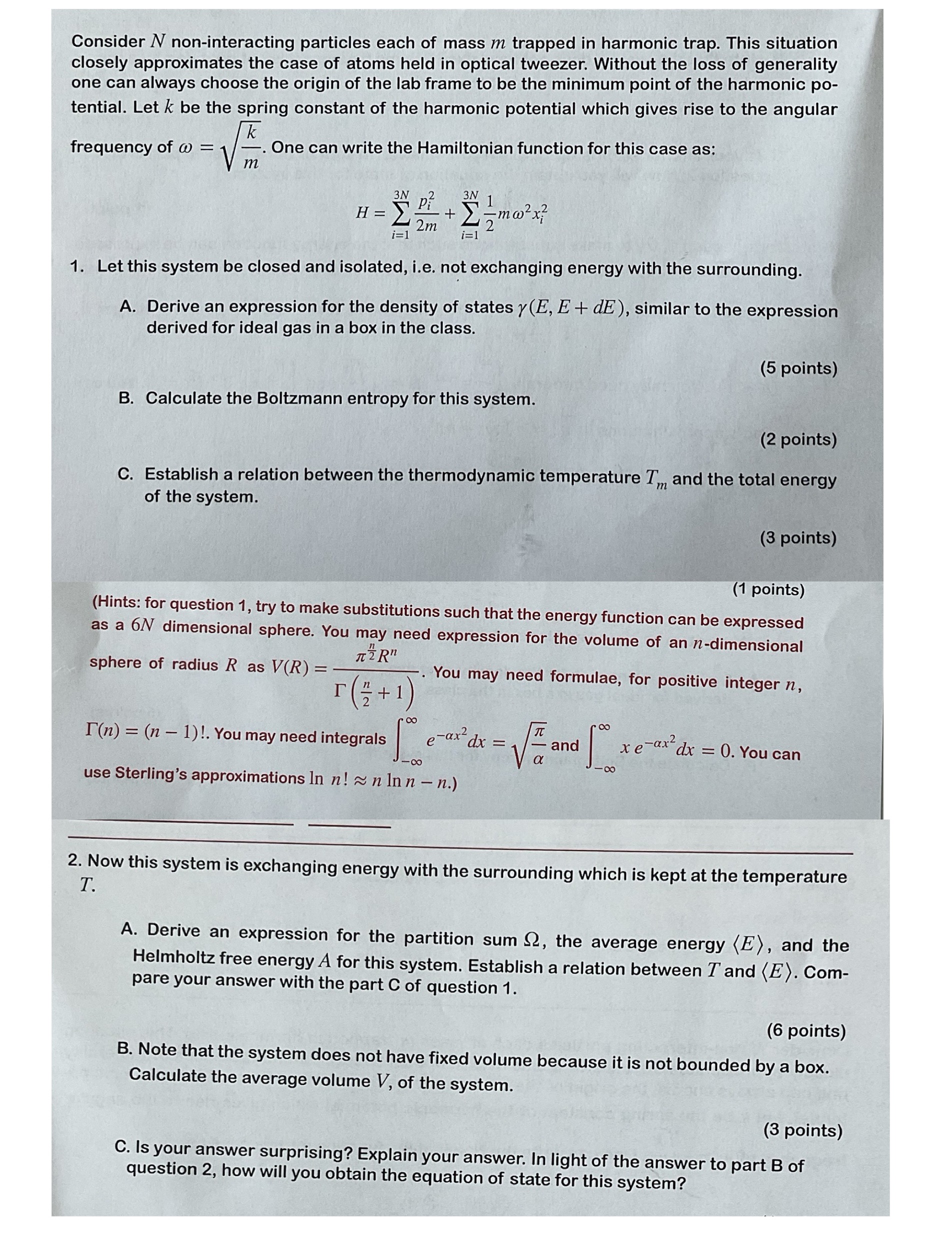 Solved Consider N ﻿non-interacting particles each of mass m | Chegg.com