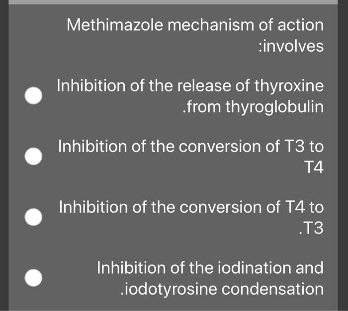 Solved Methimazole mechanism of action :involves Inhibition | Chegg.com