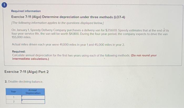 Solved Required information Exercise 7-11 (Algo) Determine | Chegg.com