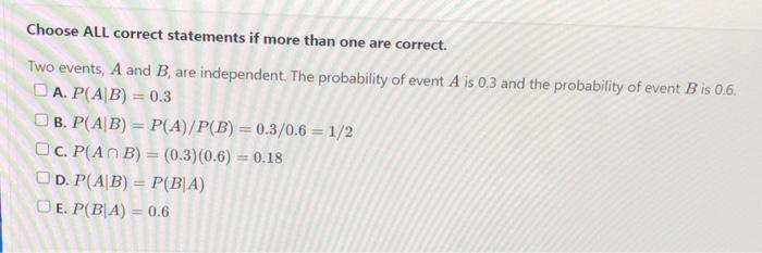 Solved Choose ALL correct statements if more than one are | Chegg.com