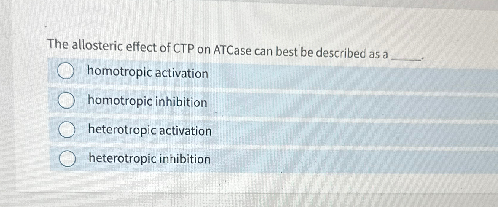 Solved The allosteric effect of CTP on ATCase can best be | Chegg.com