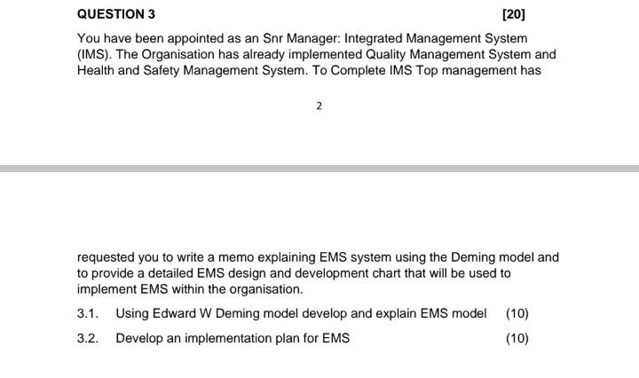 Solved QUESTION 3 [20] You have been appointed as an Snr | Chegg.com