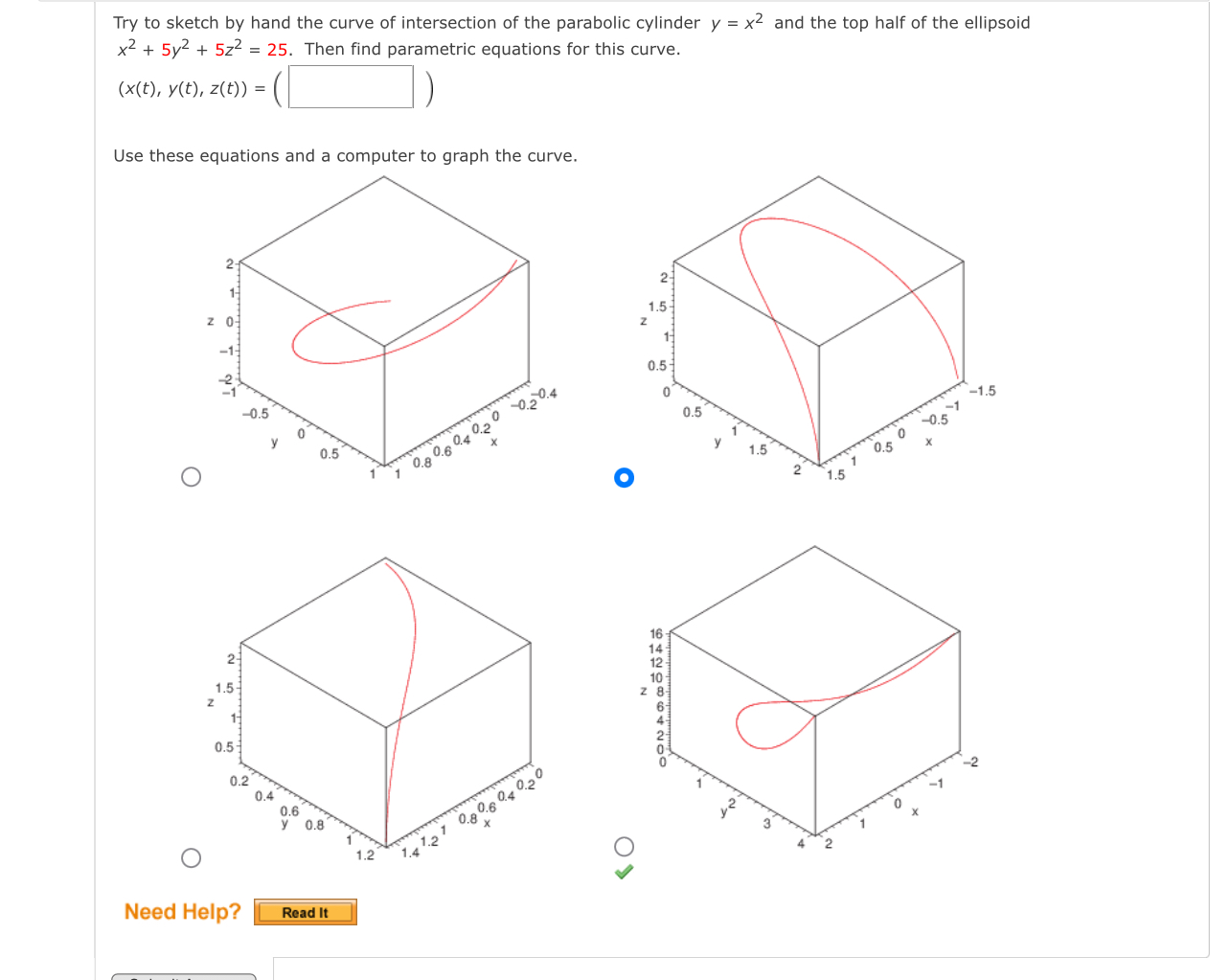 Solved Try to sketch by hand the curve of intersection of | Chegg.com