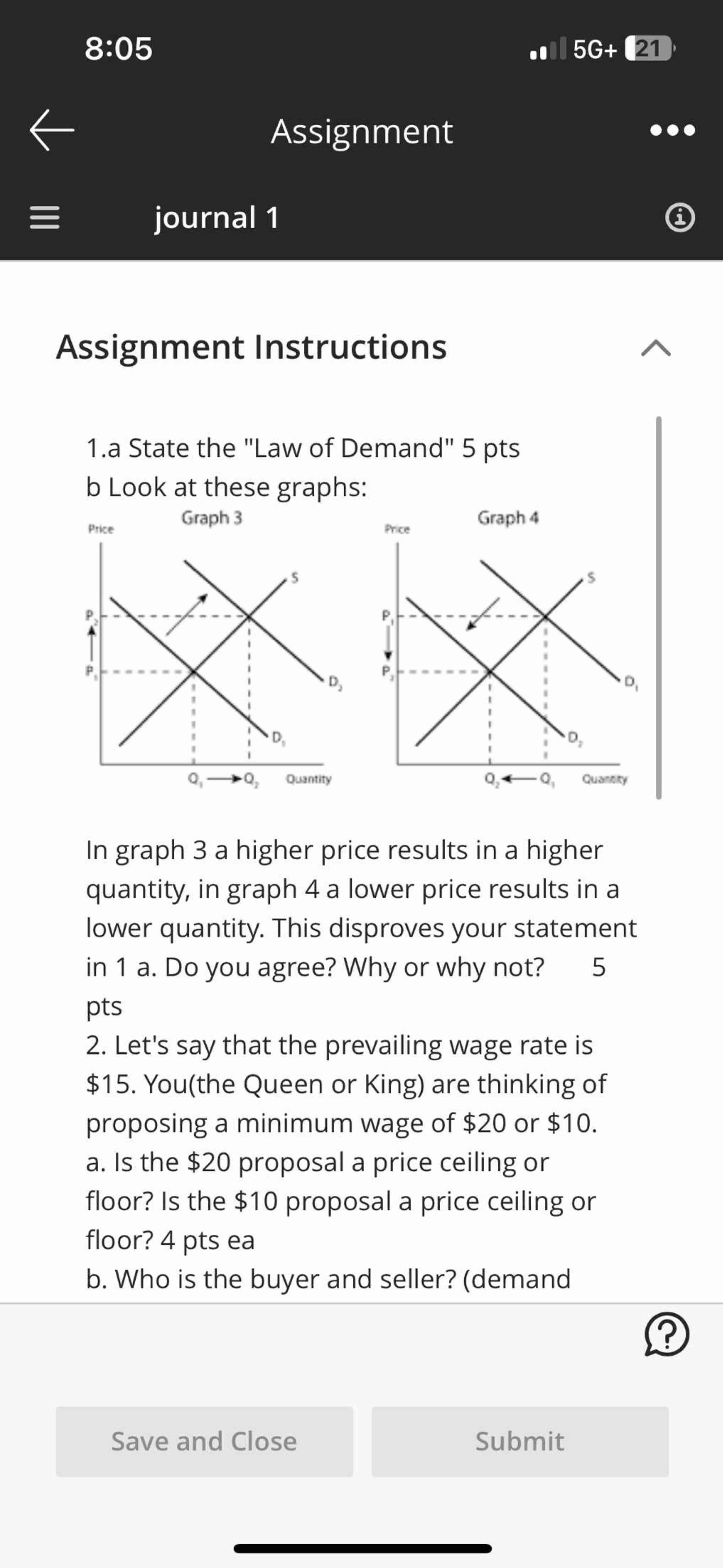 Solved 1.a State the "Law of Demand" 5 ﻿pts b Look at these | Chegg.com