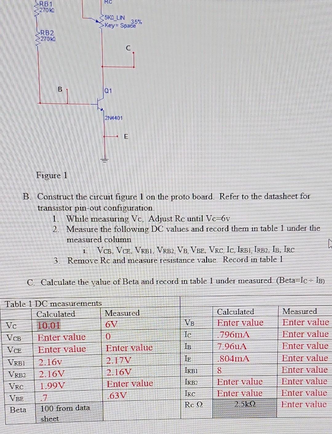 Part I. Dc Values A. Referring to figure 1 , | Chegg.com