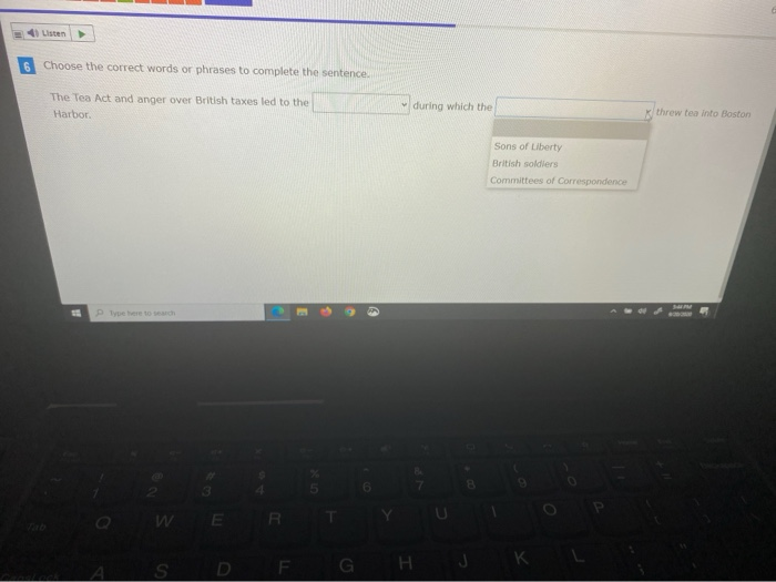 Solved Usten Choose the correct words or phrases to complete | Chegg.com