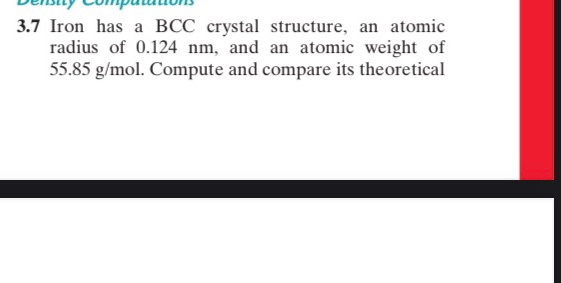 Solved 3.7 Iron has a BCC crystal structure, an atomic | Chegg.com